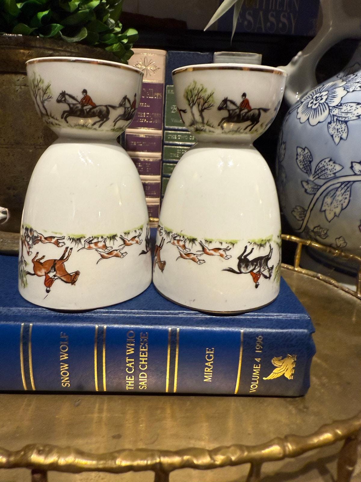 Vintage Fox Hunt Egg Cups English Equestrian Set of 2 - Etsy