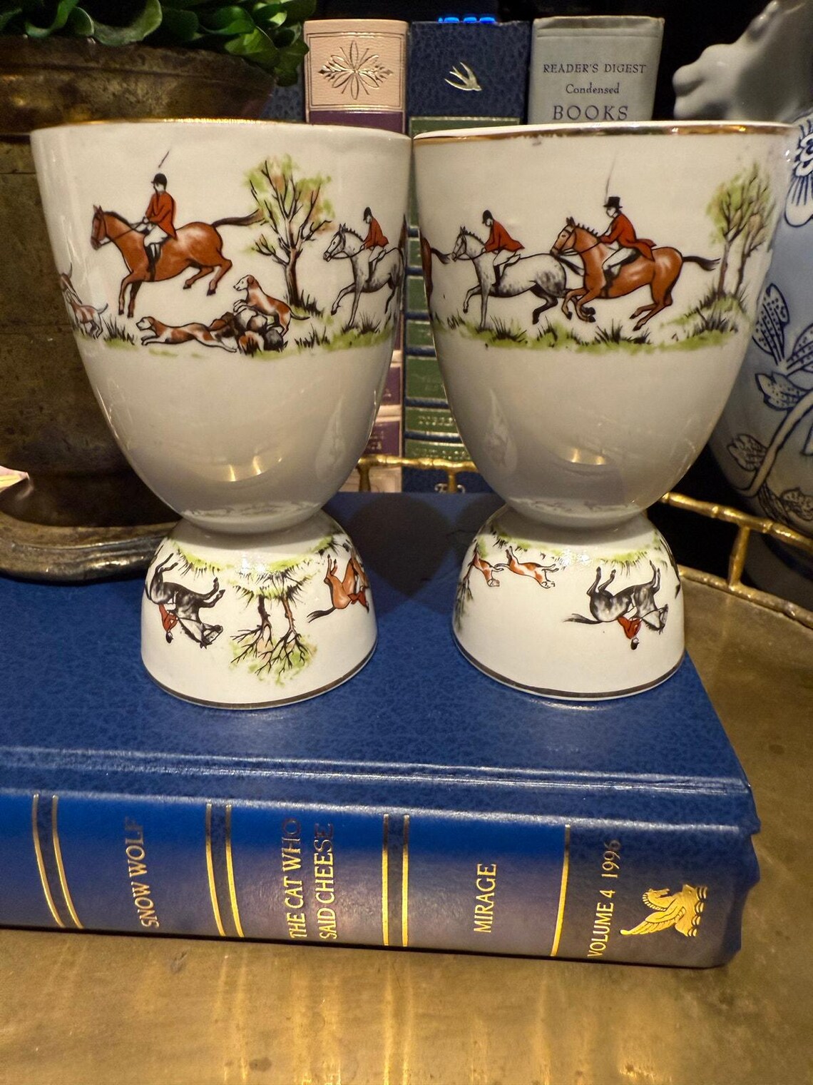 Vintage Fox Hunt Egg Cups English Equestrian Set of 2 - Etsy