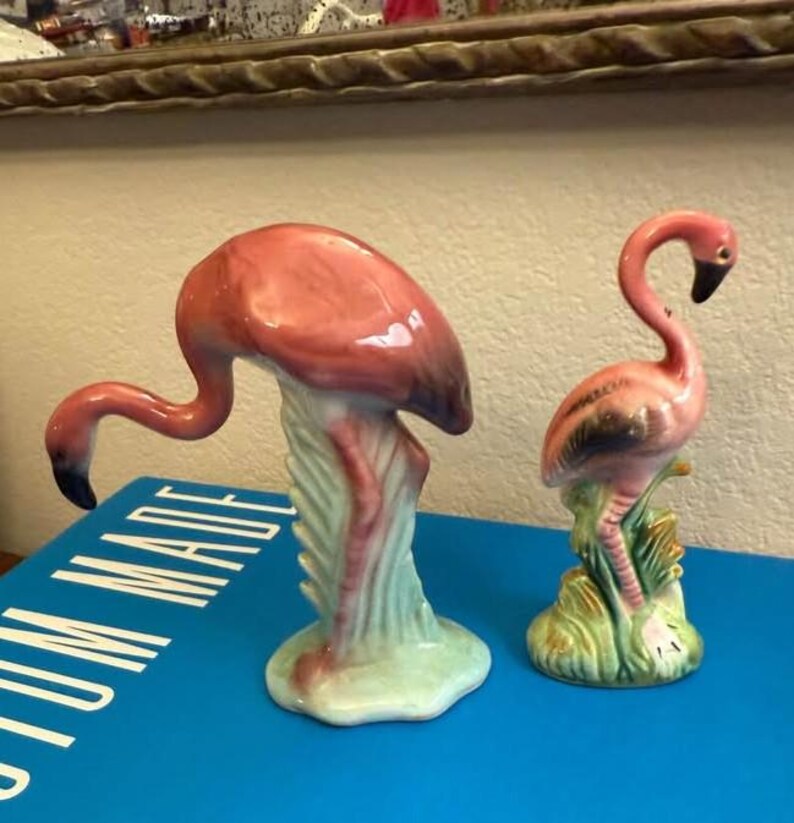 Vintage Ceramic Flamingo Figurines – Mid Century Pink Flamingo Pair ...