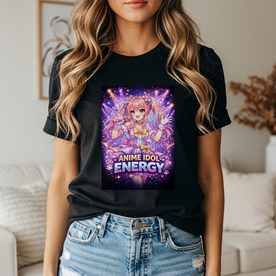 Anime Idol Shirt, Cute Idol Anime Girl Graphic Tee, Colorful Kawaii Pop ...