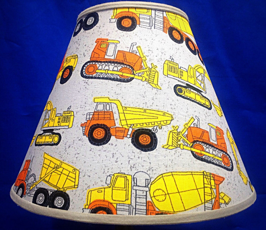 Construction Equipment on Gray Lamp Shade - Etsy