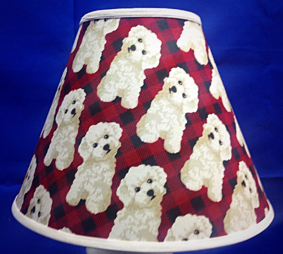 White Dog Red Black Plaid Check Poodle Lamp Shade - Etsy
