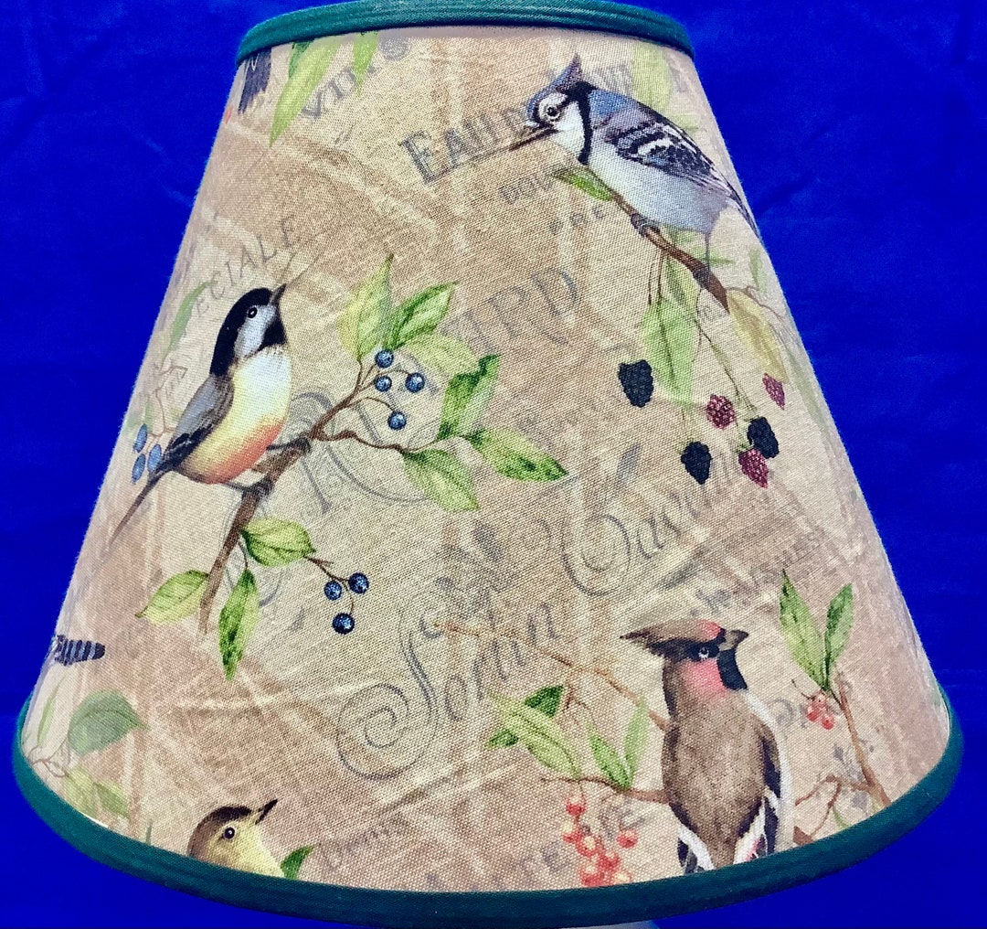 Chickadee Branches Blue Berries Lamp Shade - Etsy