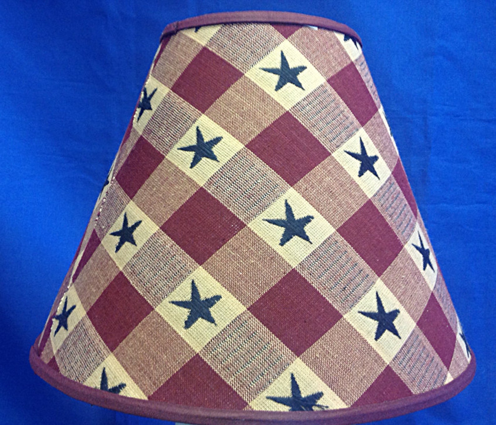 Berry Check Homespun With Navy Stars Lamp Shade - Etsy