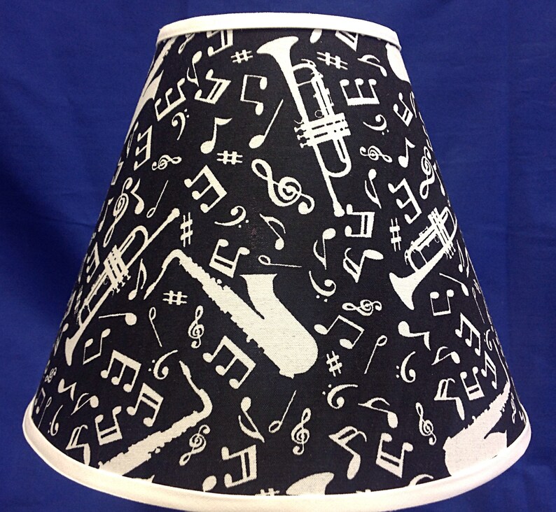 Saxophone Cornet on Black Lamp Shade - Etsy