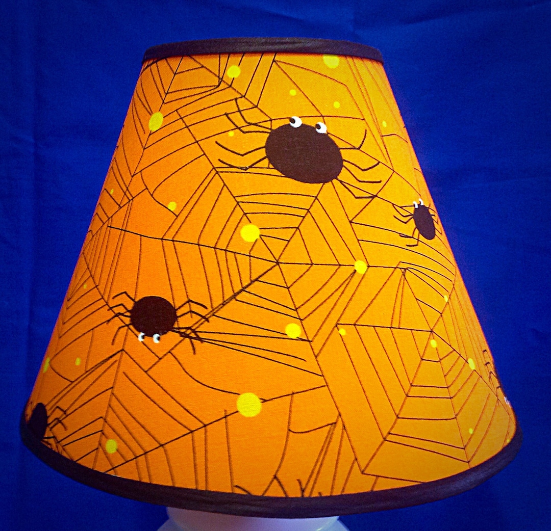 Spiderweb on Orange Lamp Shade - Etsy