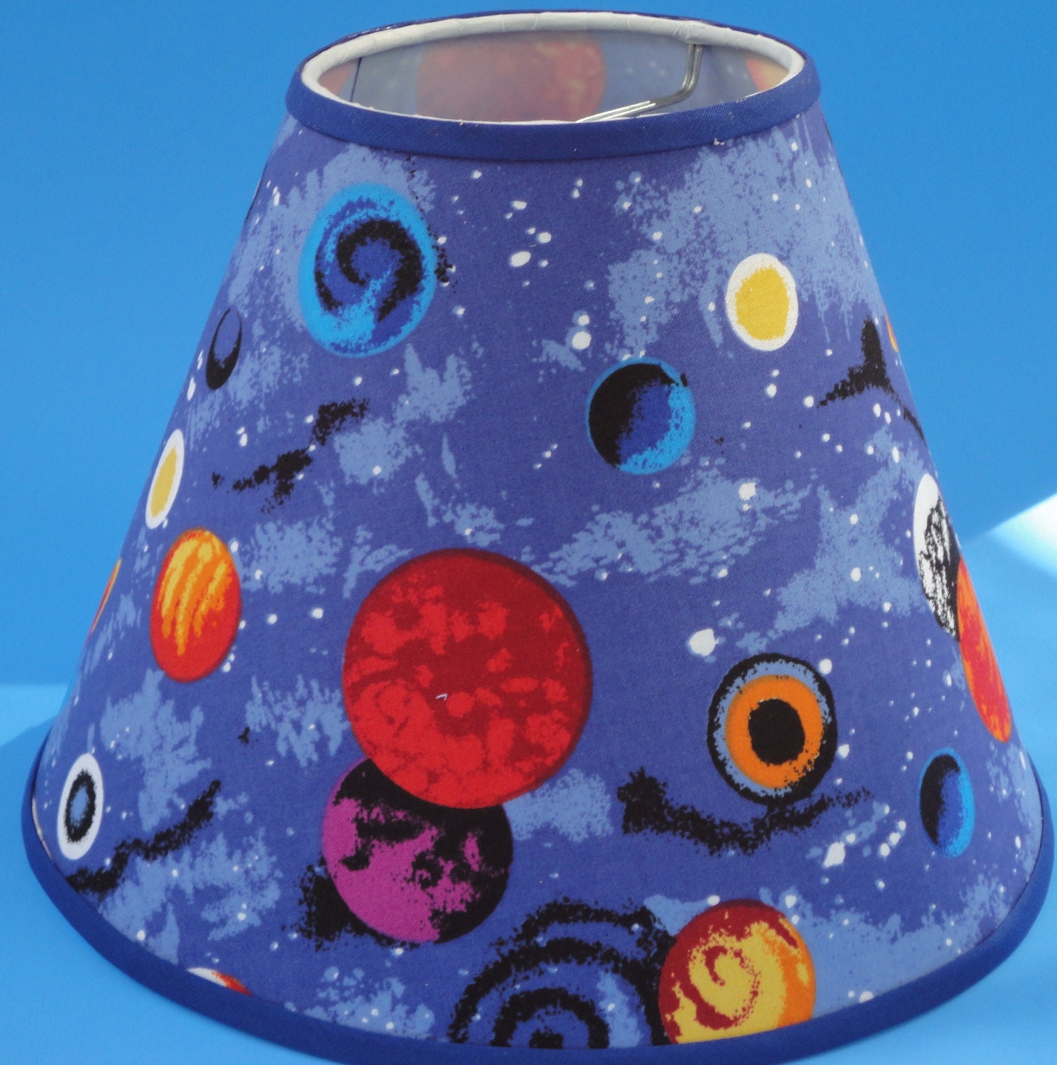 Planets on Blue Lamp Shade Space Astronomy | Etsy
