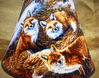 Fox in the Woods Vibrant Red Foxes Drum Lamp Shade. 30cm or 20cm ...