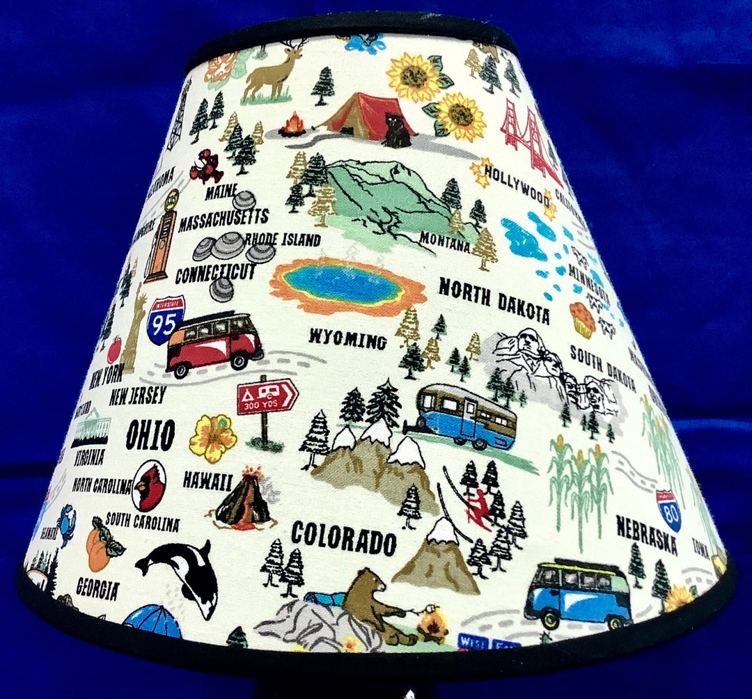Multi State Interstate Travel Lamp Shade - Etsy