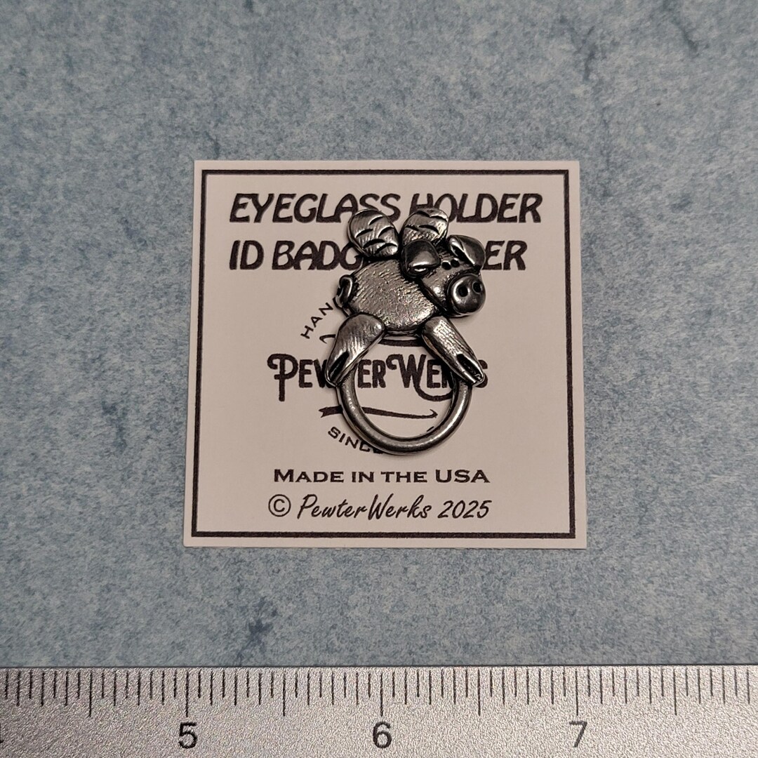 Handmade Pewter 'pig Angel' Eyeglass Holder Pin, Gift Bag Included. - Etsy