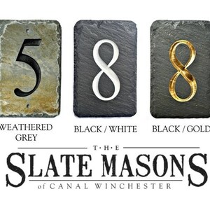 SLATE ADDRESS MARKER Sign ( Carved Numbers ) With Lawn / Yard Stake ...