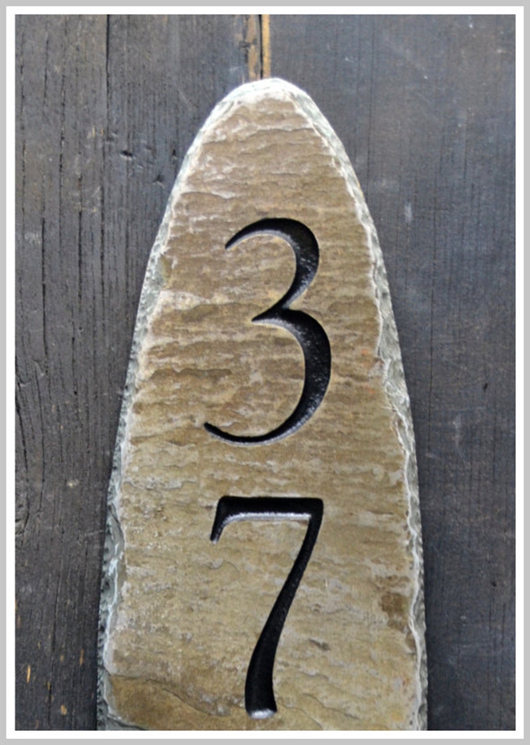 CARVED Slate Vertical Address Sign / Column Plaque / Oval Stone House ...