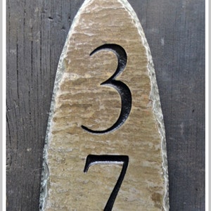 CARVED Slate Vertical Address Sign / Column Plaque / Oval Stone House ...