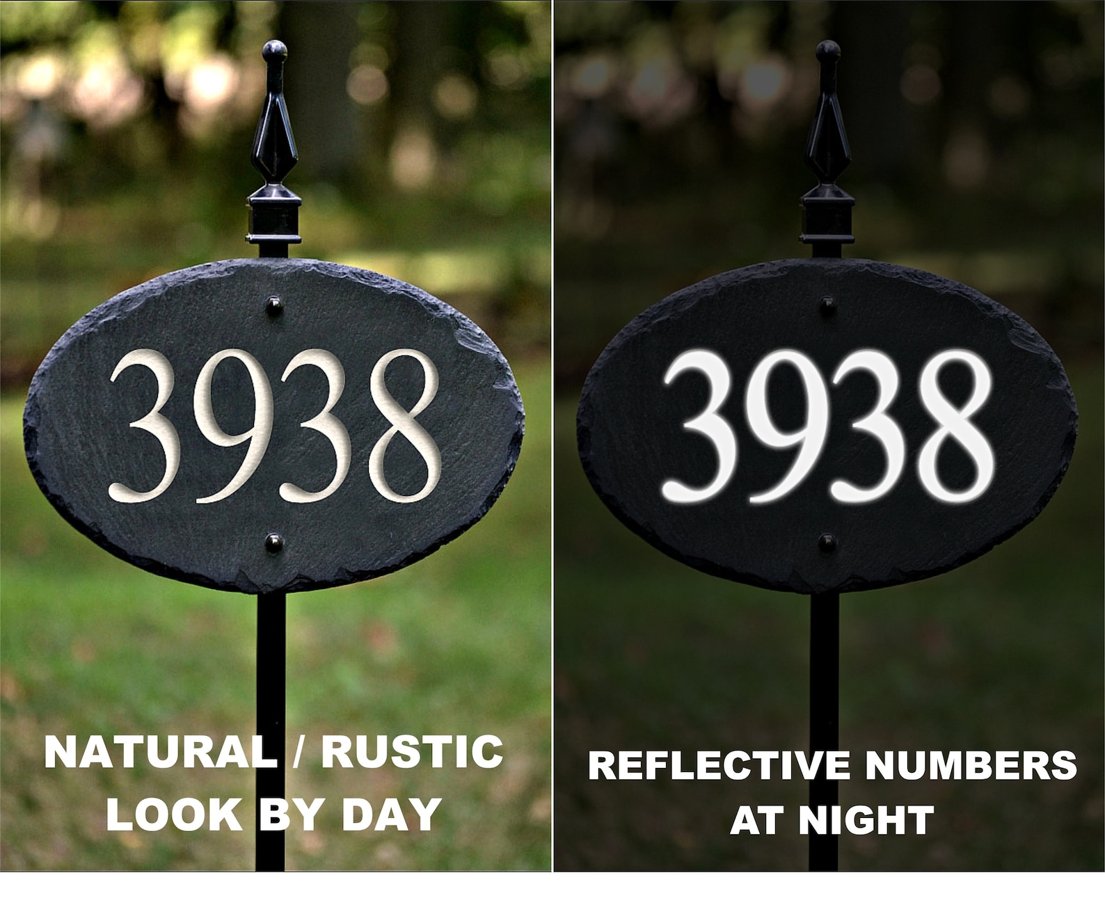 STONE House Numbers Slate Address Plaque / LAWN STAKE / Carved / Marker ...