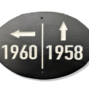 CARVED Slate ADDRESS DRIVEWAY Sign Arrow Directional Split / Shared ...