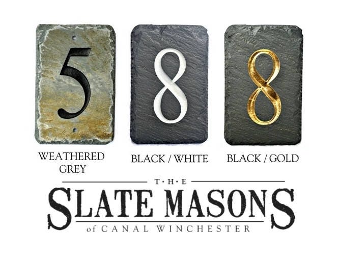 STONE House Number Tiles / Reclaimed Slate / Mailbox Post / - Etsy