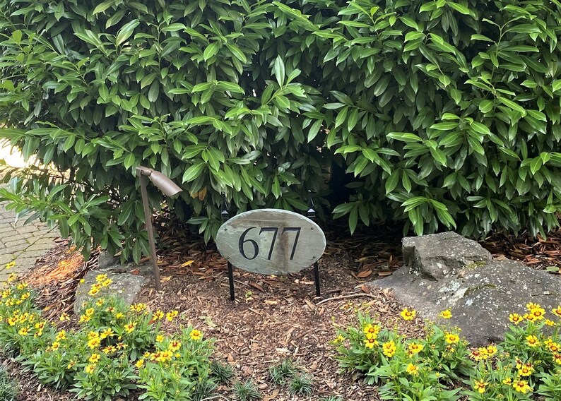 Stone Address Marker Plaque/ Lawn Stake / CARVED Arched Slate - Etsy