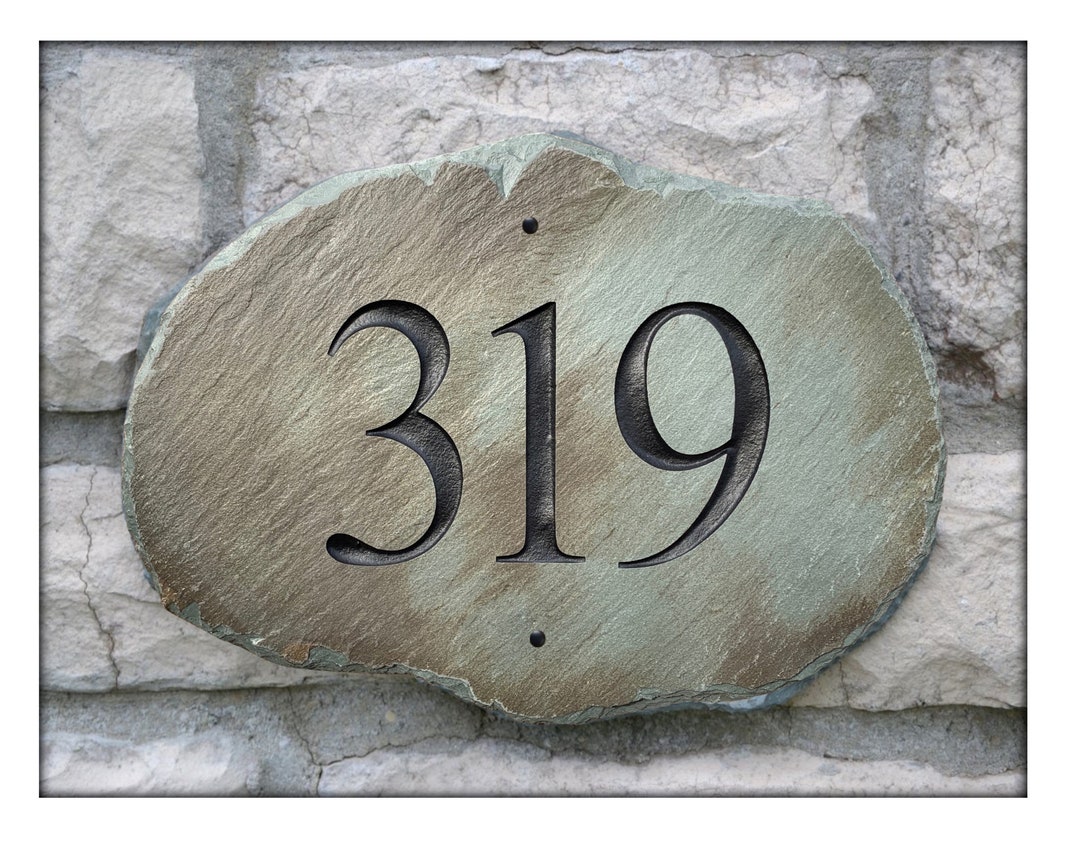NATURAL ADDRESS STONE Mailbox Marker / House Plaque/ Home Number Sign ...