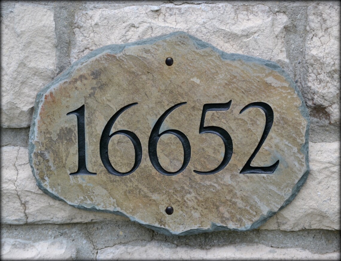 NATURAL ADDRESS STONE Mailbox Marker / House Plaque/ Home Number Sign ...