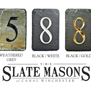 STONE House Numbers Slate Address Plaque / LAWN STAKE / Carved / Marker ...