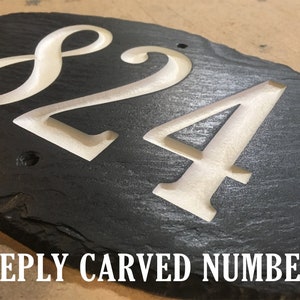 STONE Outdoor House Numbers - Address / CARVED / House Warming Gift 1/2 ...