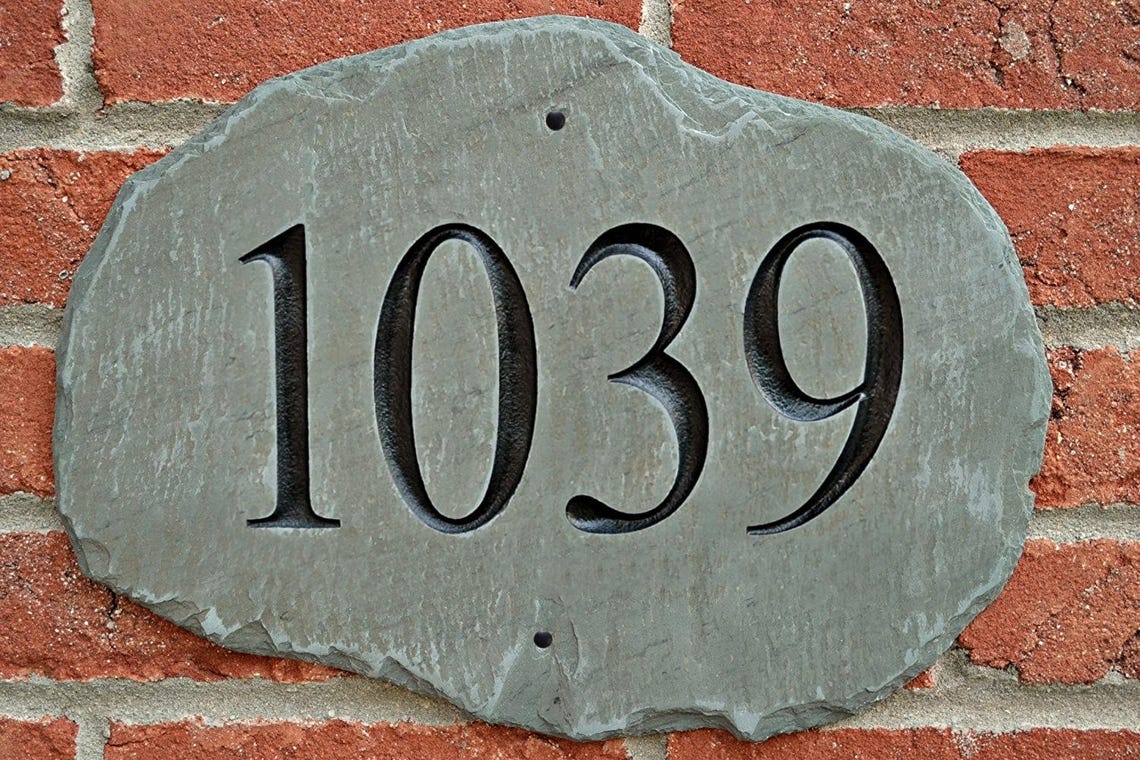 NATURAL ADDRESS STONE Mailbox Marker / House Plaque/ Home Number Sign ...