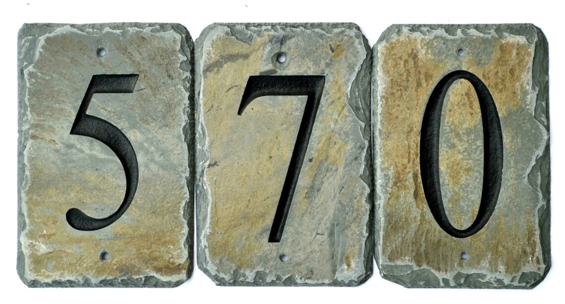 STONE House Number Tiles / Reclaimed Slate / Mailbox Post / ADDRESS ...