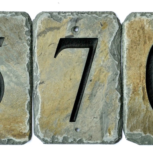 STONE House Number Tiles / Reclaimed Slate / Mailbox Post / - Etsy