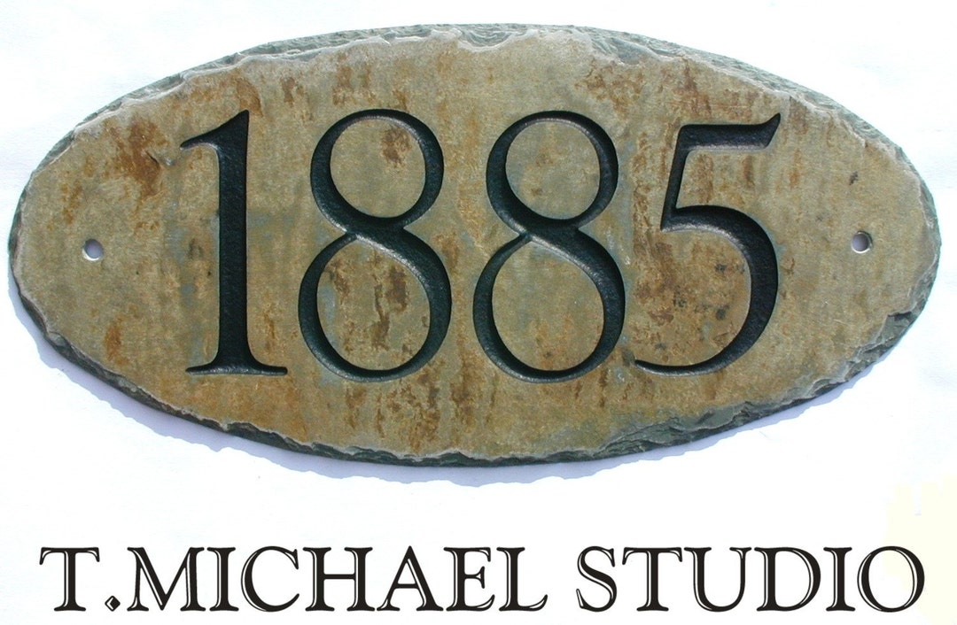 CARVED SLATE Address Plaque /sign / Stone / Marker / House / Number ...