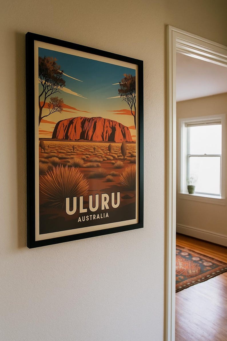 Vintage Uluru Travel Poster: Australian Outback Wall Art - Etsy