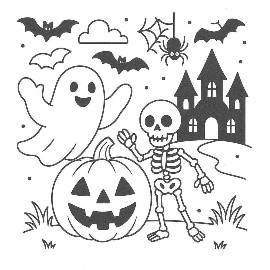 Halloween Coloring Pages (set of 6) - Etsy