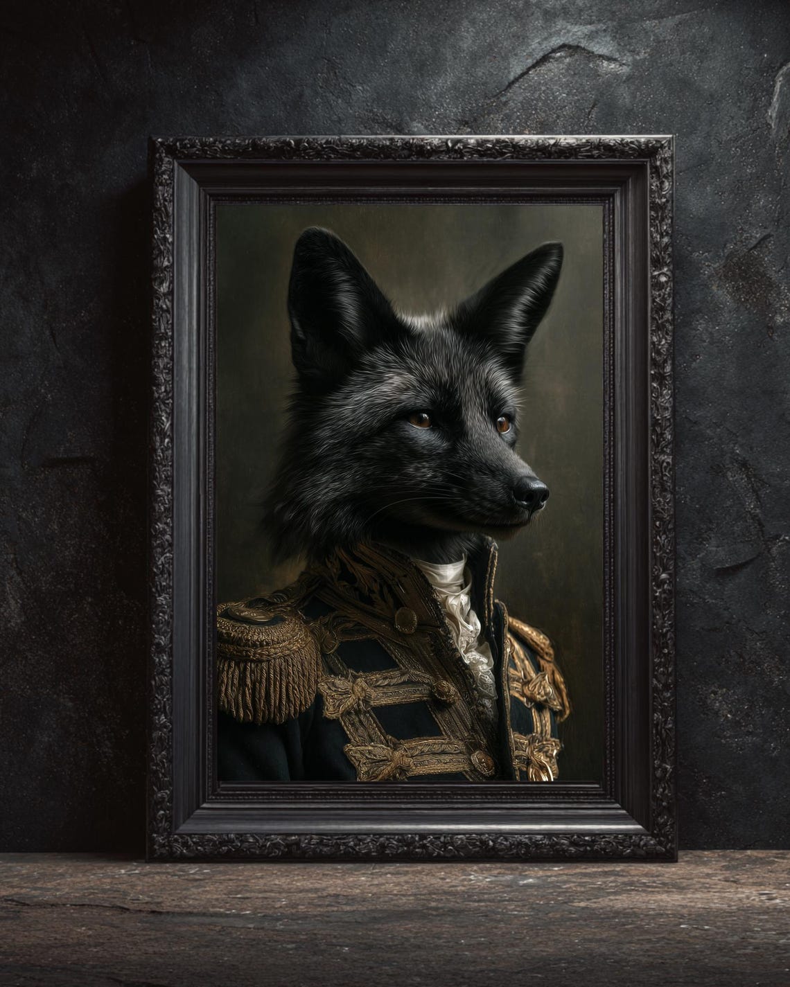 Gothic Black Fox Portrait Dark Academia Spooky Decor Victorian Art ...