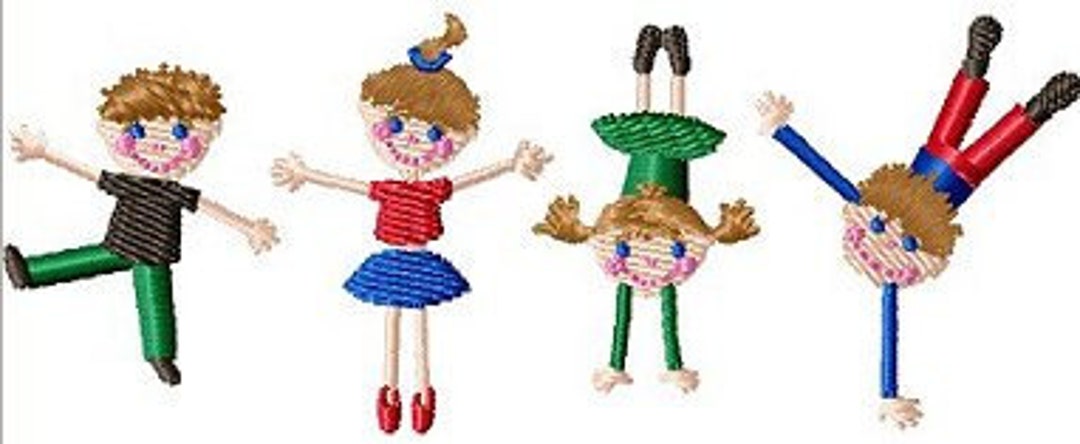 Instant Download Active Children Playing Embroidery Digitized ...