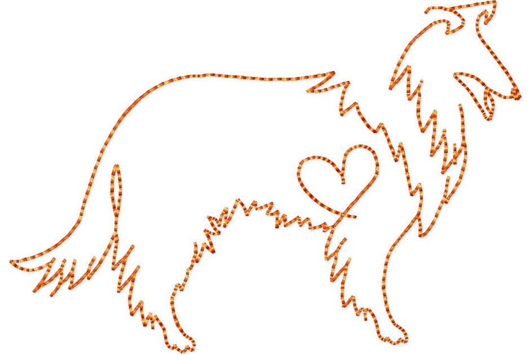 Collie Outline - Machine Embroidery Design - Cute Dog Embroidery Design ...