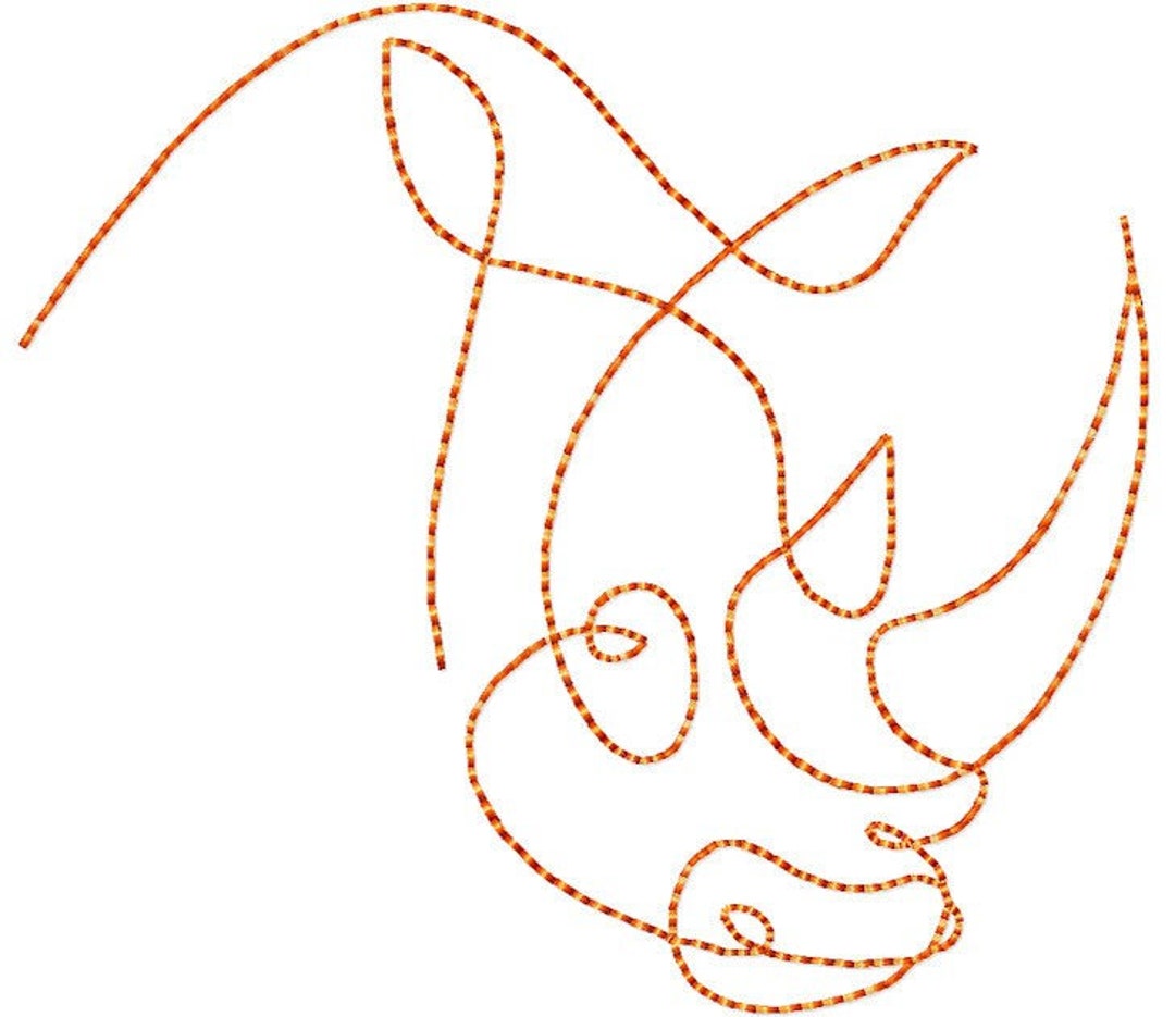 Rhino Outline - Machine Embroidery Design - Rhino Embroidery Design ...
