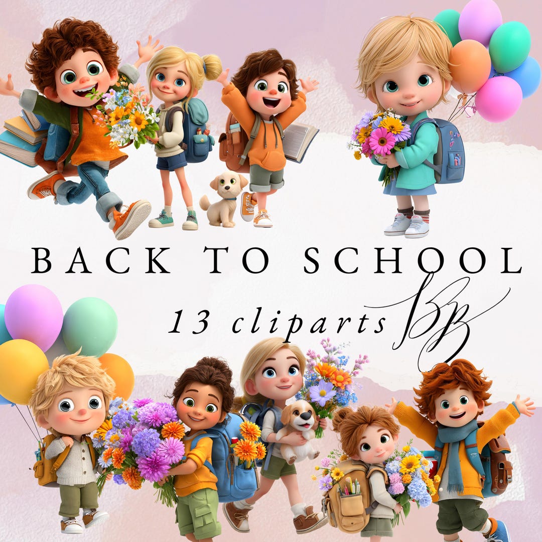 Back to School Kids Clipart | Cute Boys and Girls PNG | 300 DPI High ...