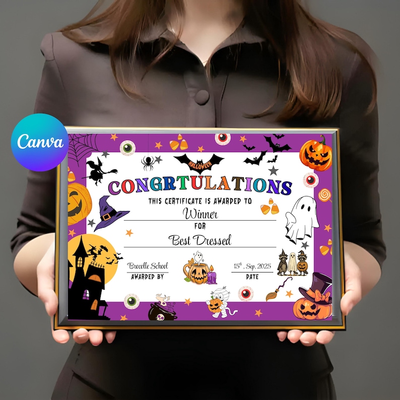 Editable Halloween Costume Award Certificate (digital Download) - Etsy