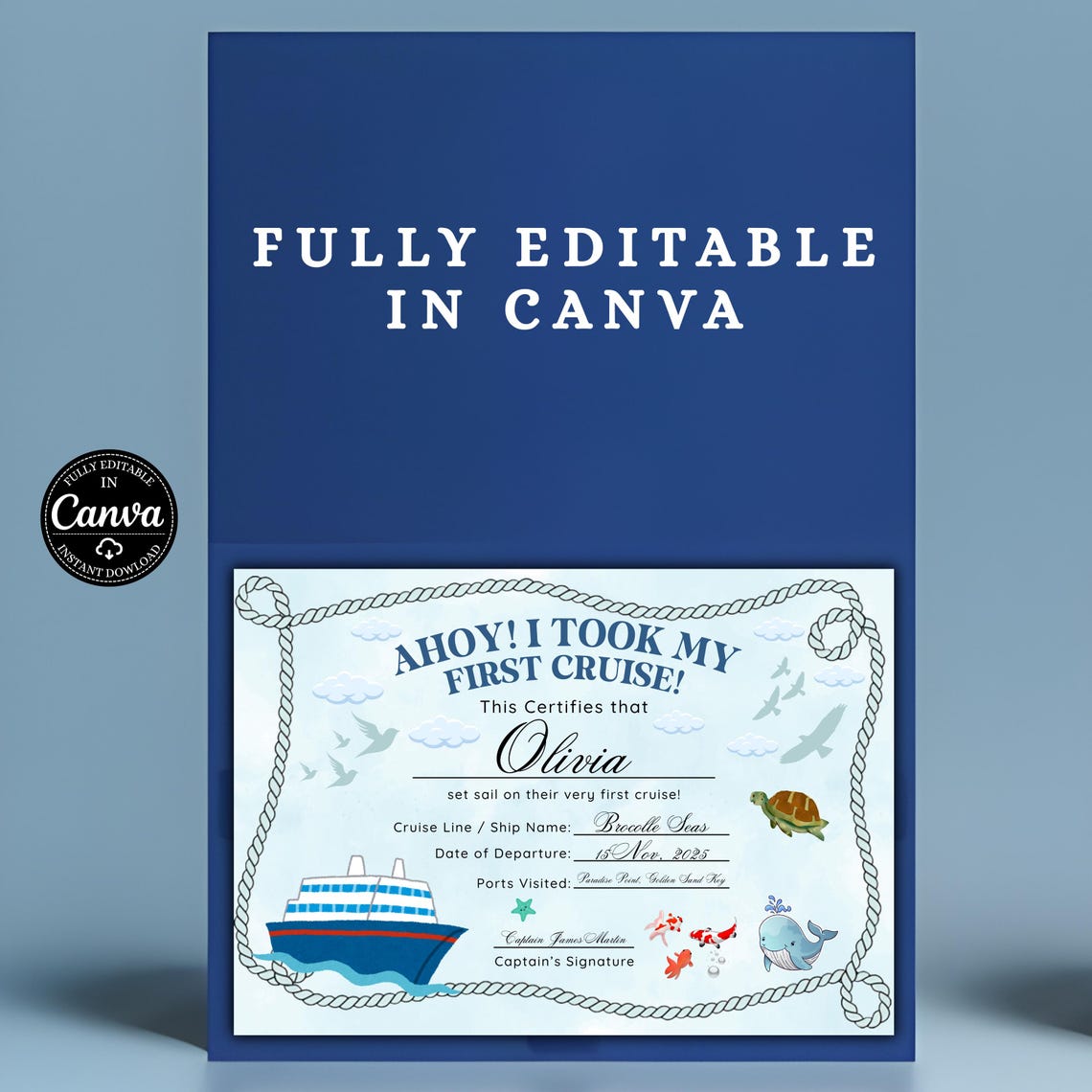 Editable First Cruise Certificate: Printable Kids Cruise Keepsake ...