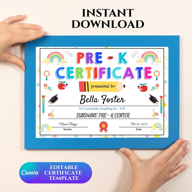 Editable Pre-k Certificate Template , Preschool Graduation Award ...