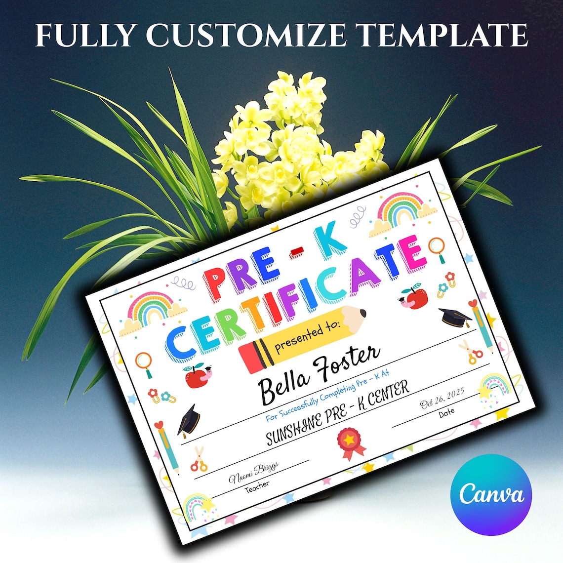 Editable Pre-k Certificate Template , Preschool Graduation Award ...