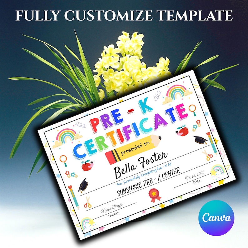 Editable Pre-k Certificate Template , Preschool Graduation Award ...