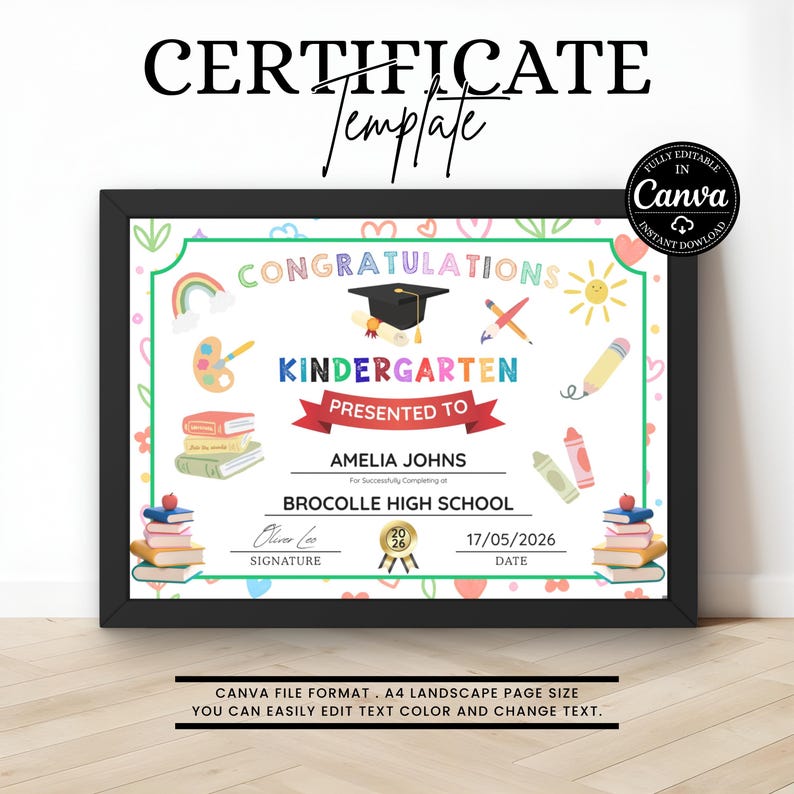 Kindergarten Graduation Certificate Template: Printable Preschool ...