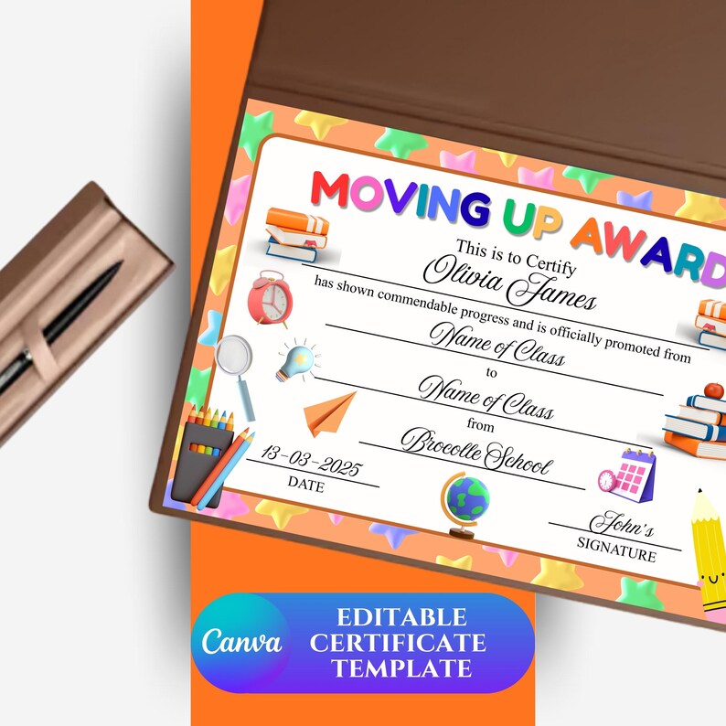 Editable Preschool Moving up Certificate Template, Pre-k Graduation ...