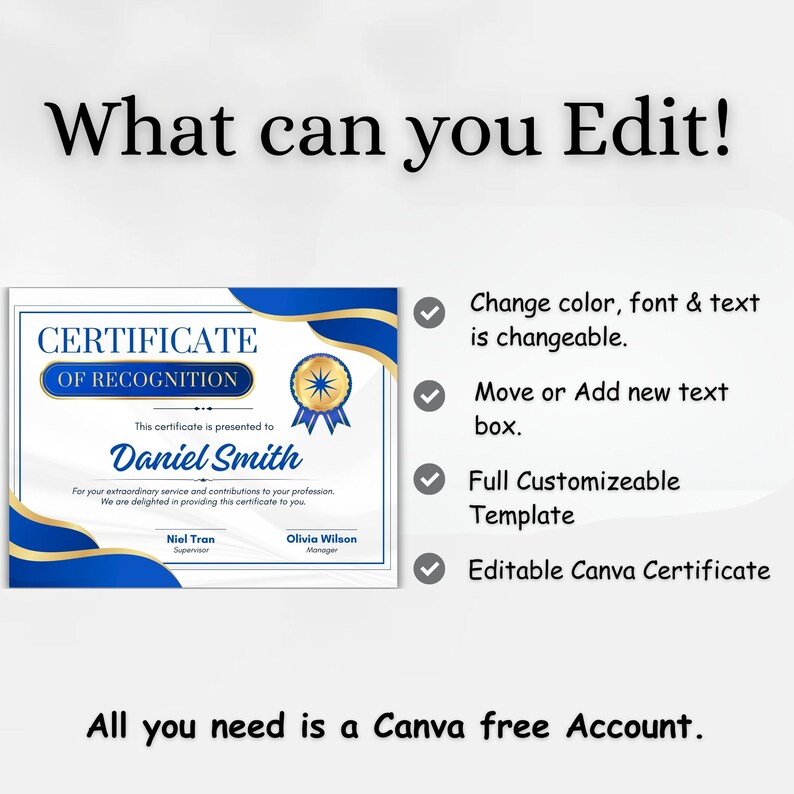 Editable Student Award Certificate Canva Template, Printable Kids ...