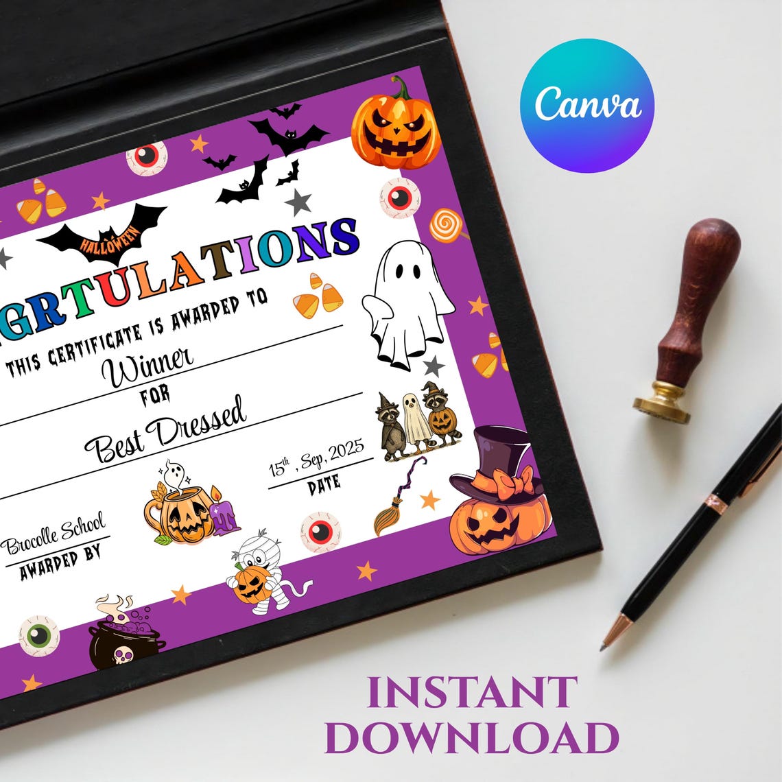 Editable Halloween Costume Award Certificate (digital Download) - Etsy