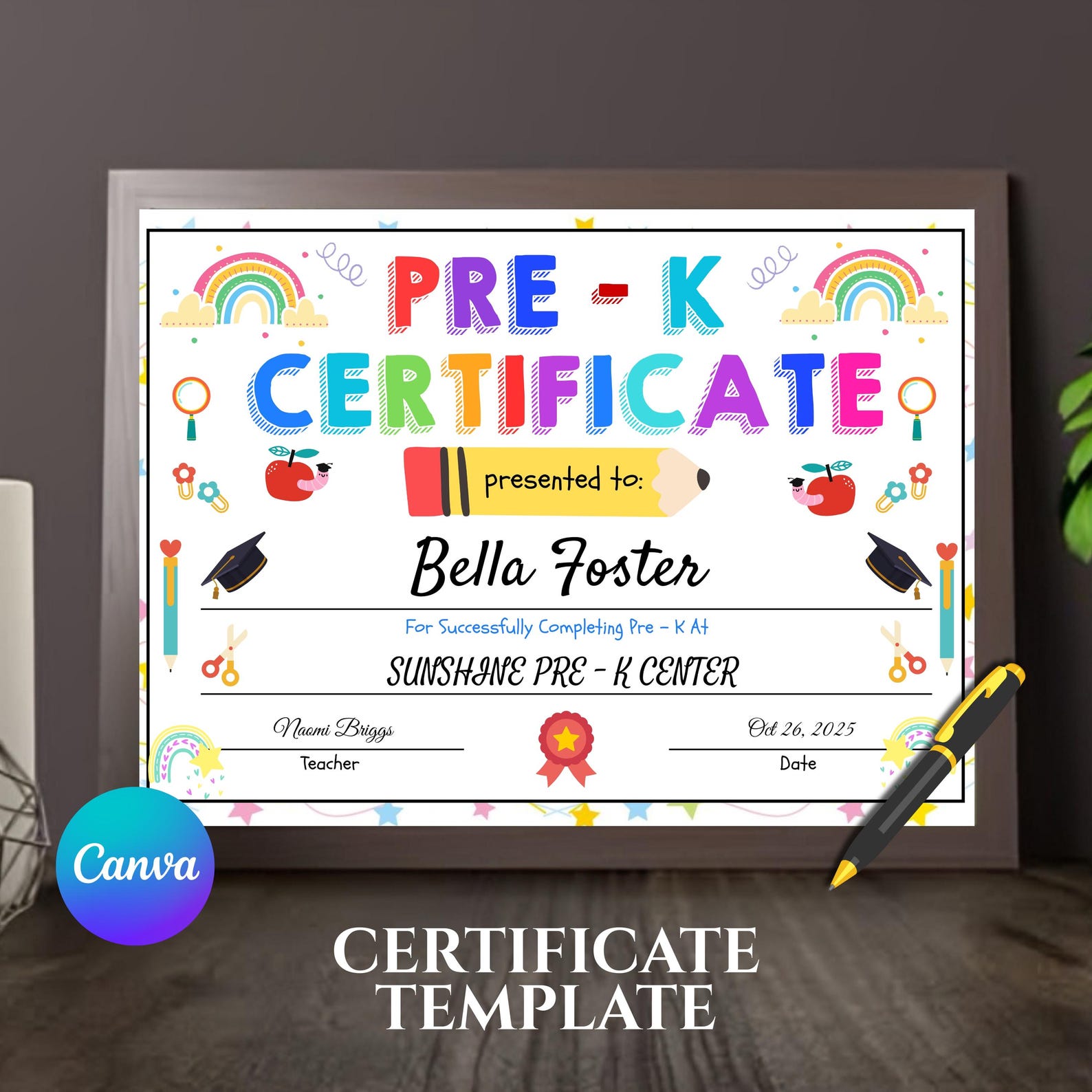 Editable Pre-k Certificate Template , Preschool Graduation Award ...