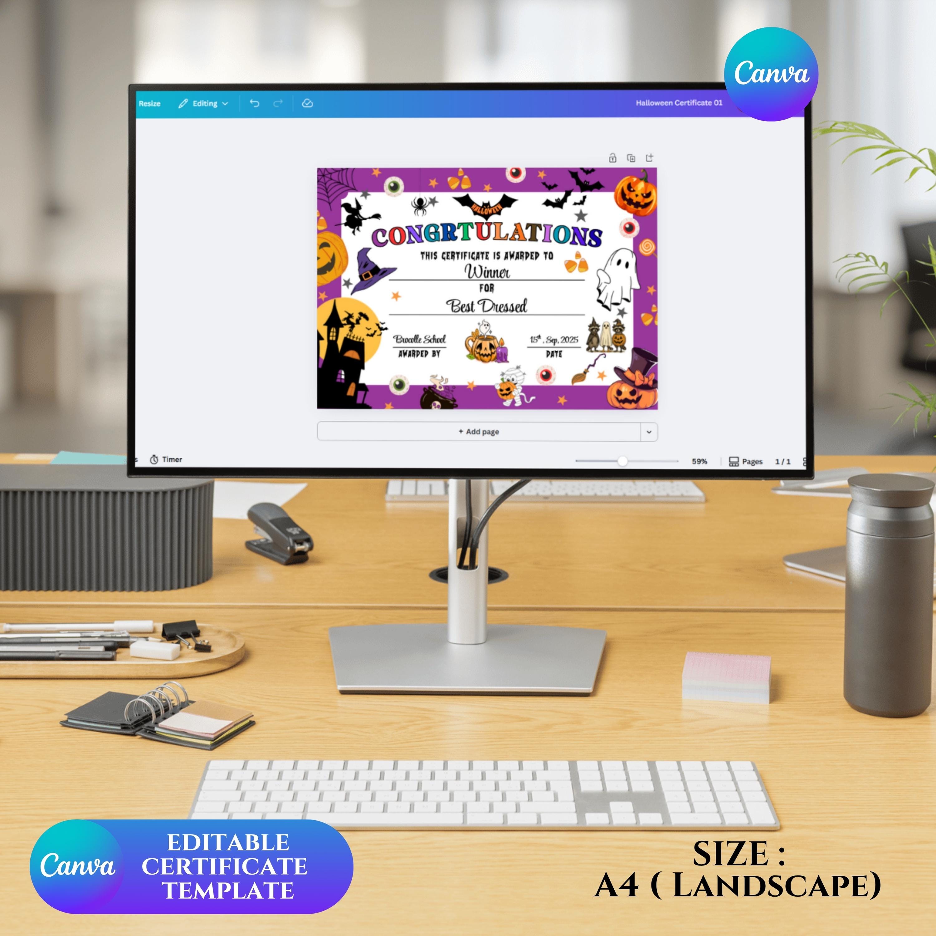 Editable Halloween Costume Award Certificate (digital Download) - Etsy