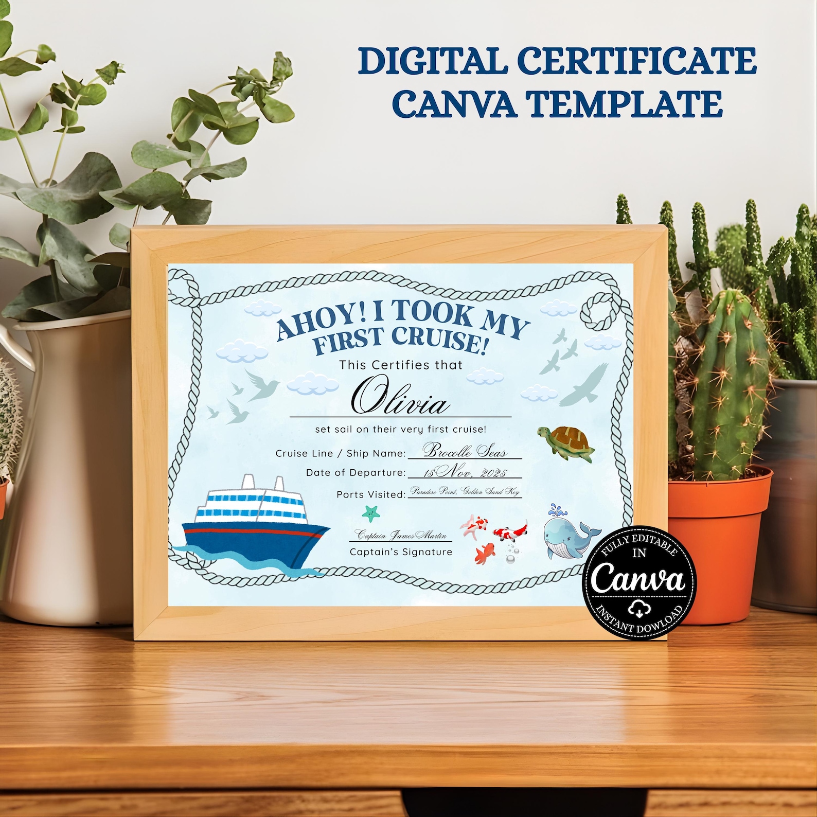 Editable First Cruise Certificate: Printable Kids Cruise Keepsake ...