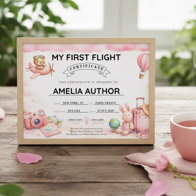 Editable Canva My First Flight Certificate, Baby Toddler First Airplane ...