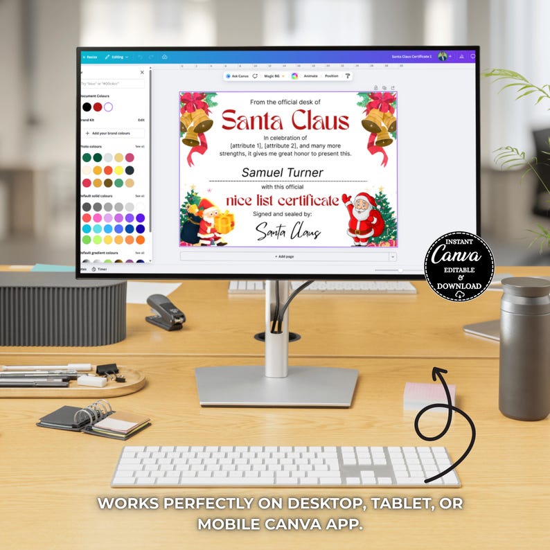Editable Nice List Certificate Template: Santa Christmas Award ...